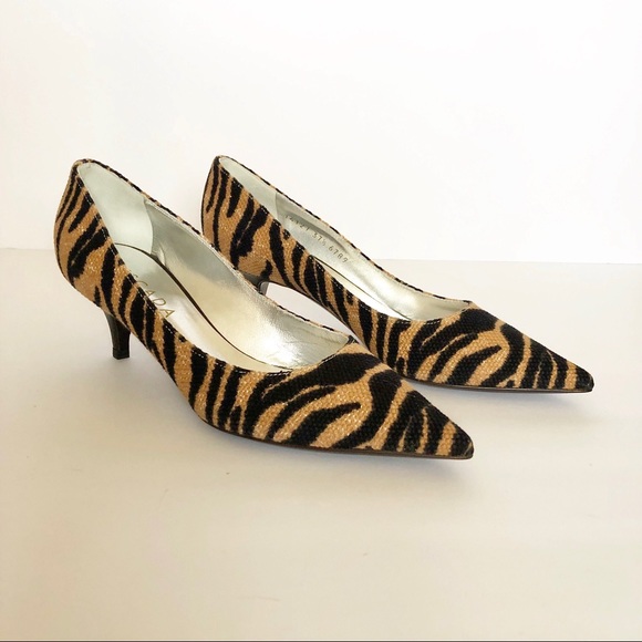 Escada | Shoes | Escada Tiger Stripe Animal Print Kitten Heels | Poshmark